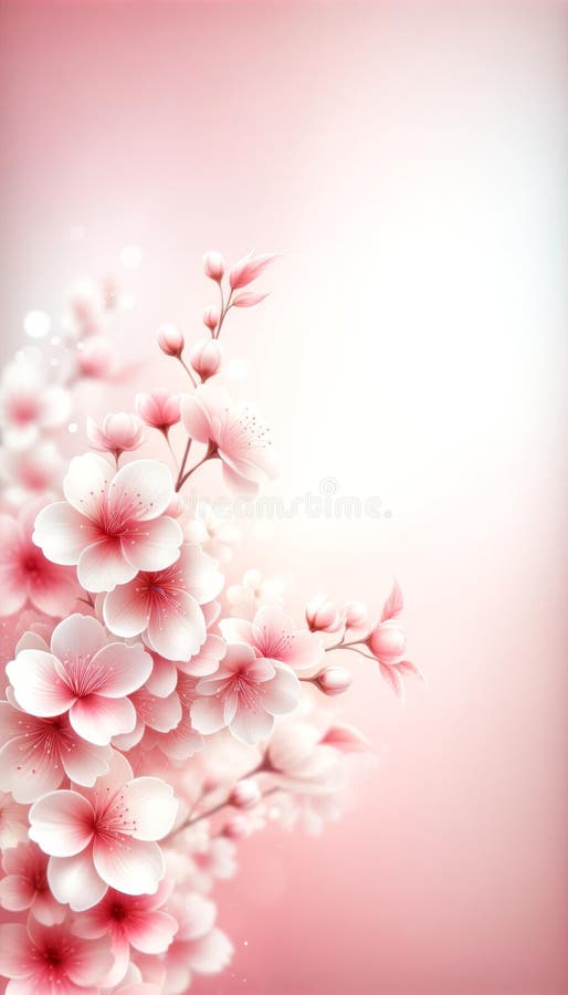 Elegant Cherry Blossoms on Pink Background, Springtime Theme Stock ...