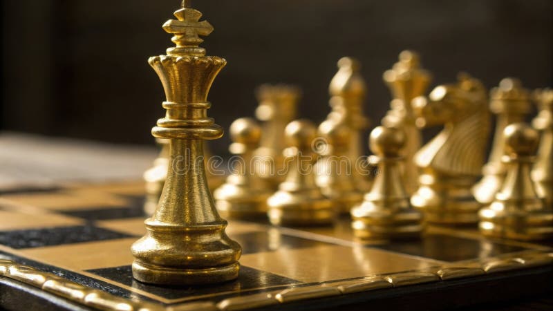 Elegant Chess Set with All Pieces Crafted from Solid Gold Arranged on a ...