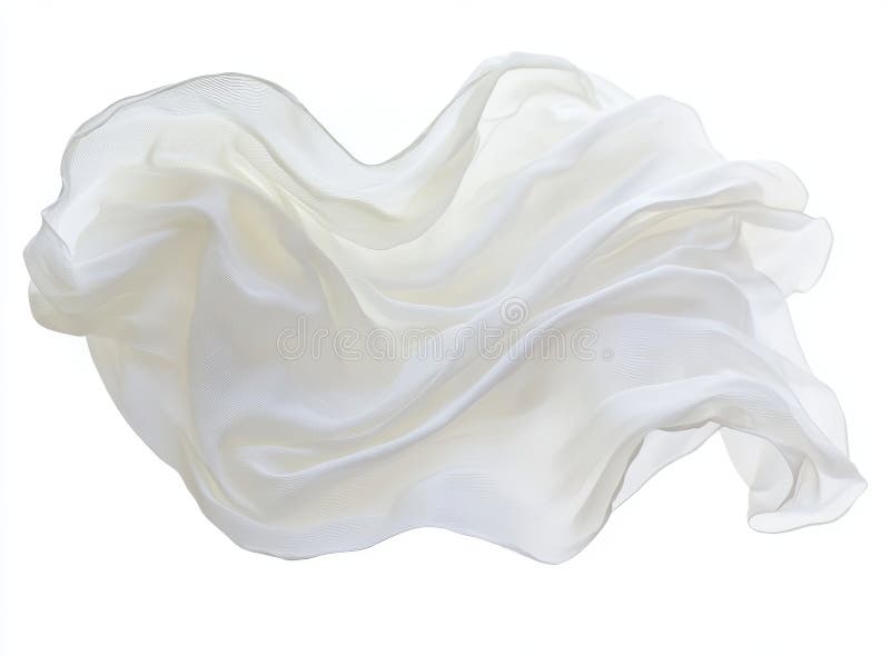 An Elegant Chiffon Veil Flying in the Wind on a White Cloth Fabric ...