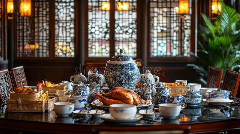Elegant Chinese Dining Experience with Roasted Duck and Tea Stock ...