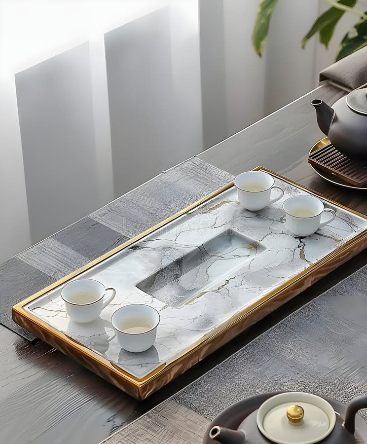 Elegant Chinese Style Rectangular Serving Tray Generative AI Stock ...