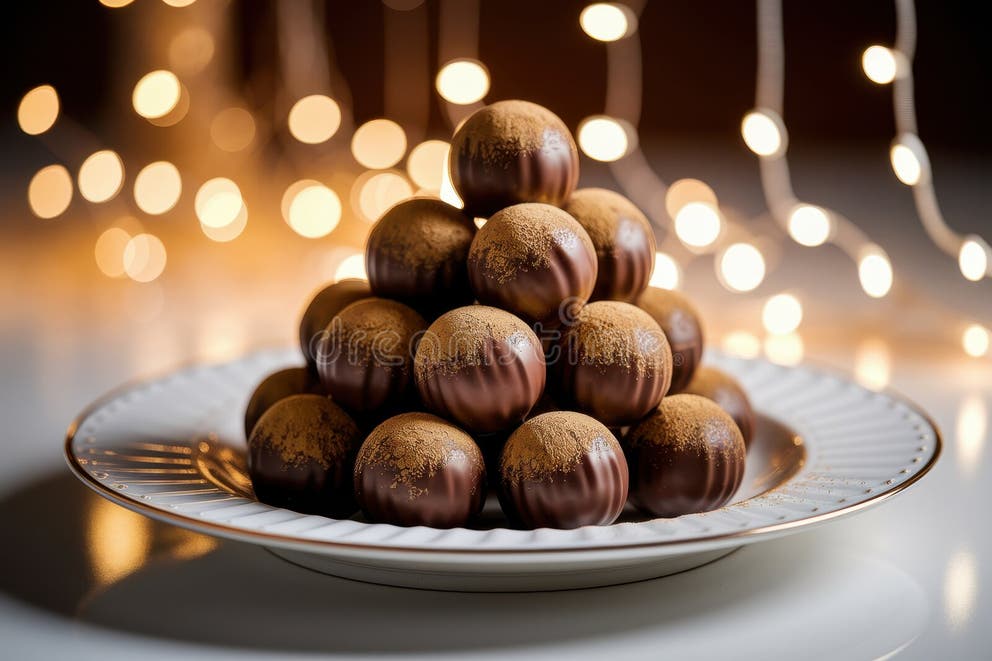 Elegant Chocolate Truffle Pyramid with Cinnamon Dusting in Festive ...