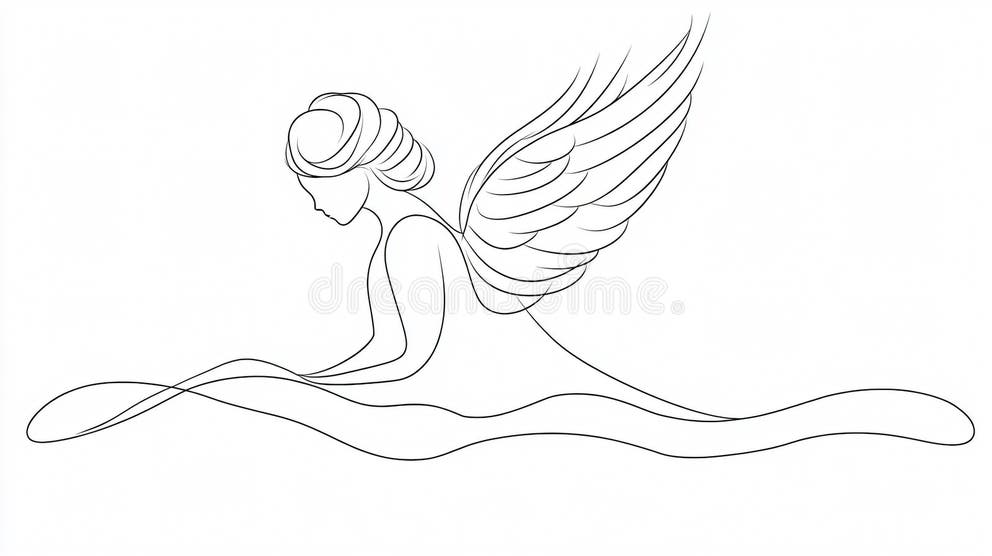Elegant Christmas Angel Continuous Line Drawing Editable Vector ...