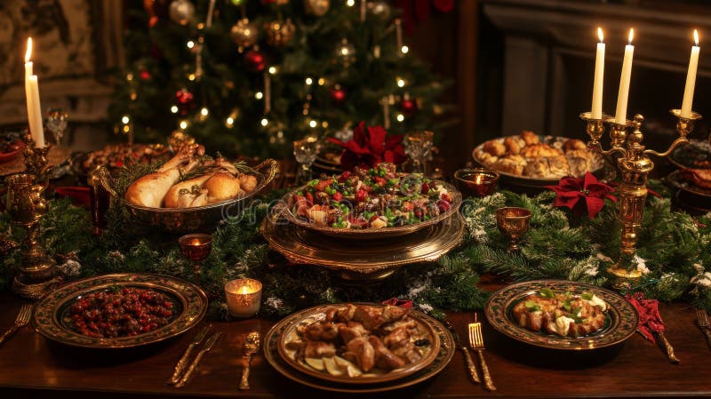 Elegant Christmas Dining Table Setup for Celebrations Stock ...