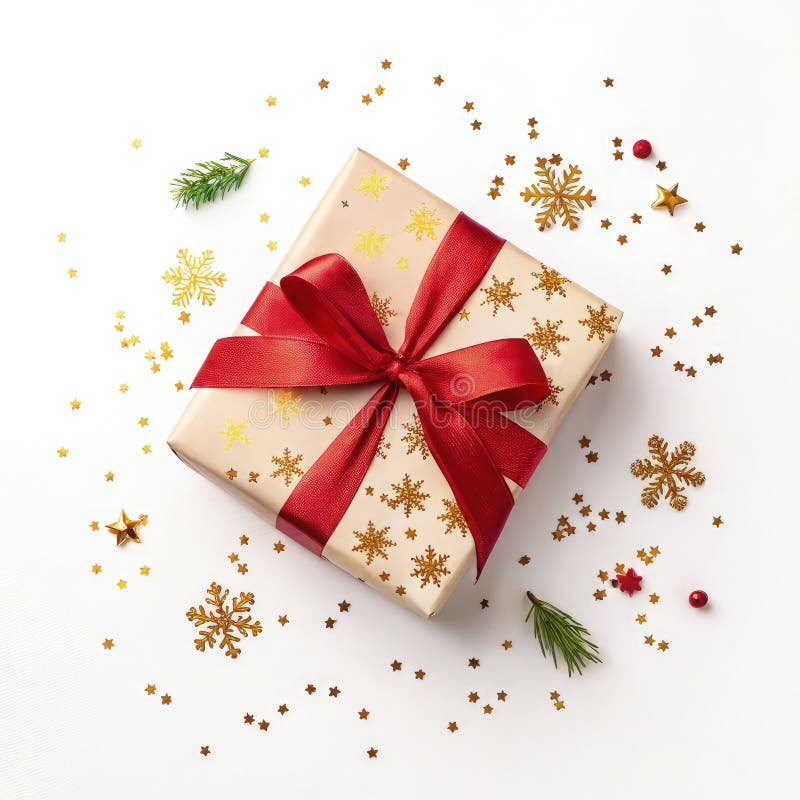 Elegant Christmas Gift Box Design with Decorative Elements and Soft ...