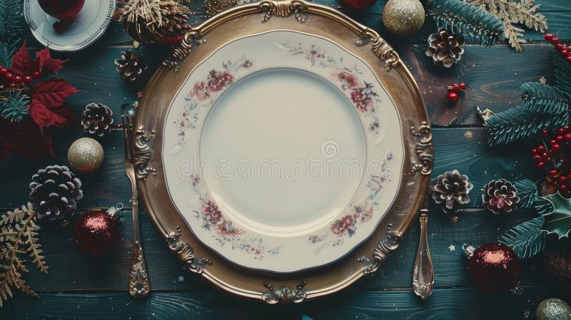 Elegant Christmas and New Year Table Setting Stock Image - Image of ...