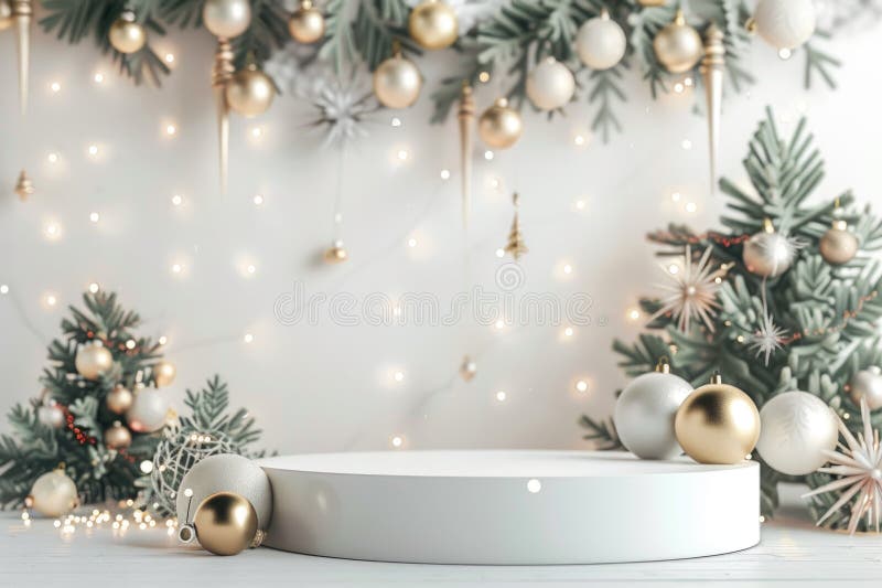 Elegant Christmas Scene with Festive Lights, Gift Boxes, and Decorated ...