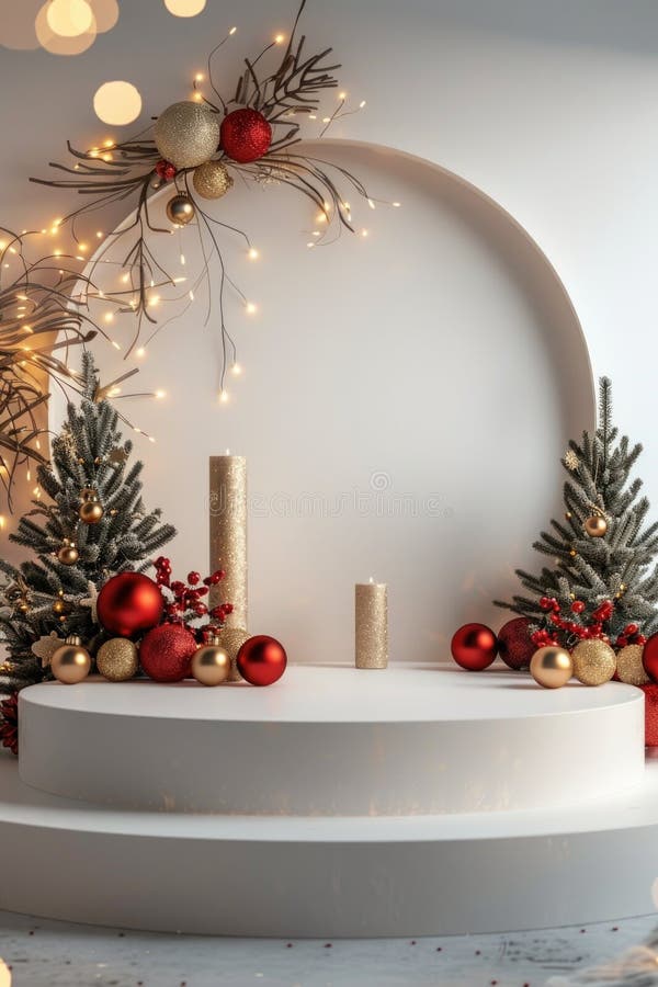 Elegant Christmas Scene with Festive Lights, Gift Boxes, and Decorated ...