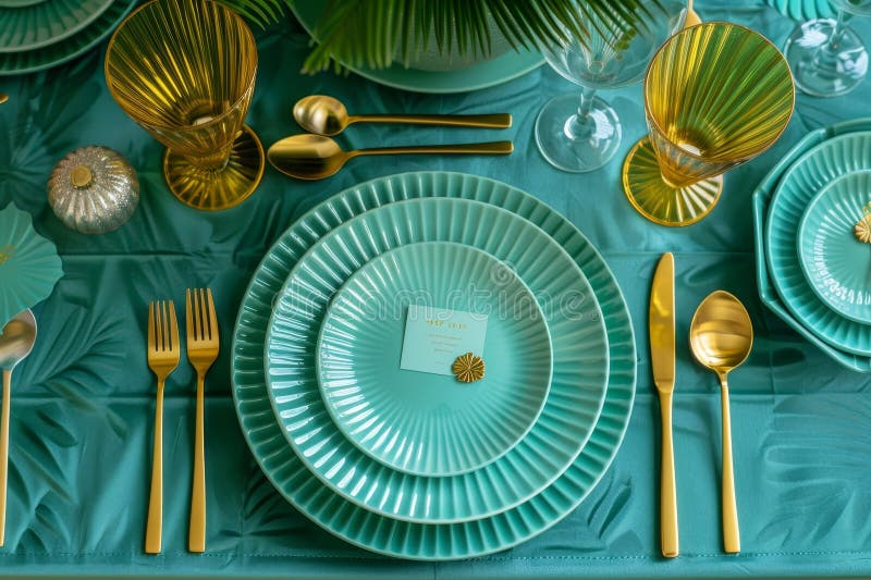 Elegant Christmas Table Setting with Invitation Card on Beautiful ...