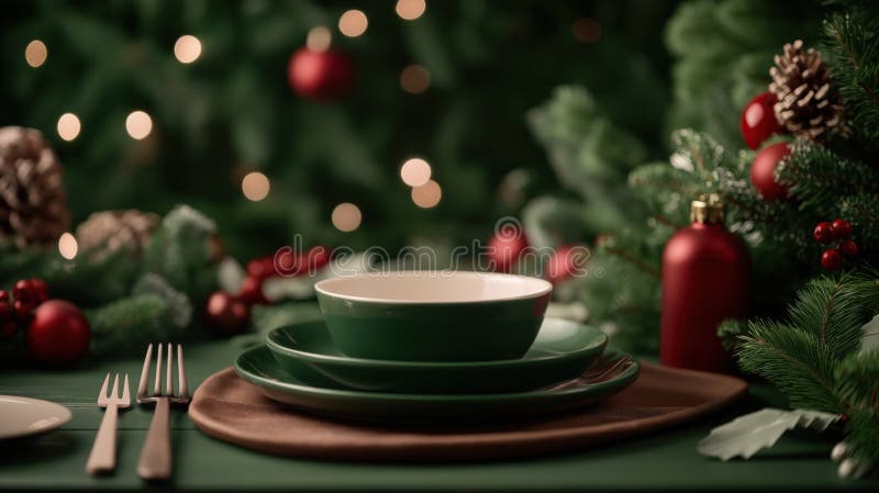 Elegant Christmas-themed Dinner Table Setting for Festive Gatherings AI ...