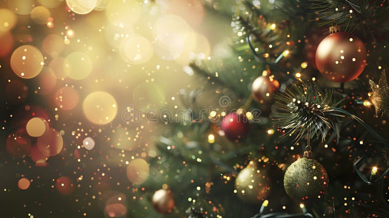 Elegant Christmas Tree with Shiny Ornaments and Soft Lights Stock Image ...