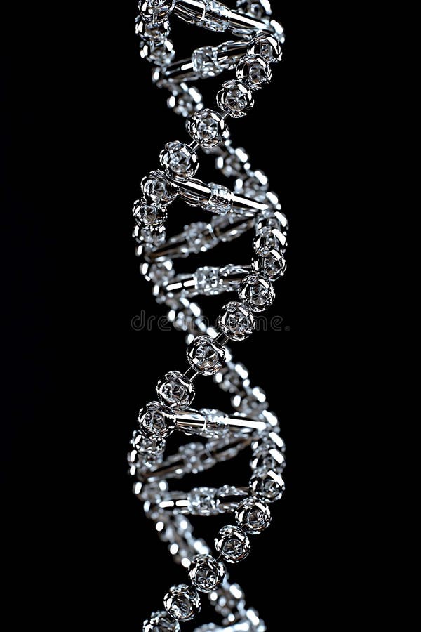 Elegant, Chrome DNA Double Helix Against a Black Background. Represents Genetic Code, Science ...