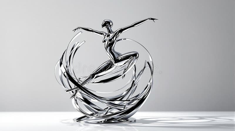 Elegant Chrome Sculpture: Dynamic Artistry Captured in Motion and Grace ...