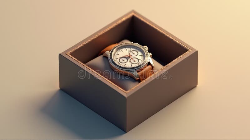 Elegant Chronograph Watch in Gift Box Stock Illustration - Illustration ...