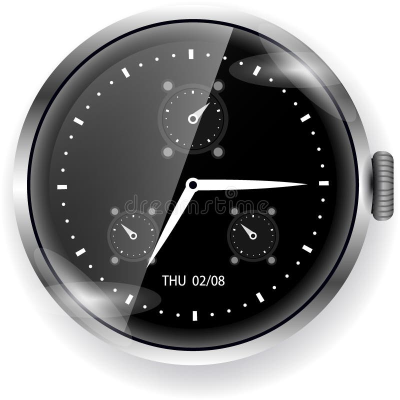 Elegant Circular Analog Smartwatch Face with Multifunction Sub Dials ...