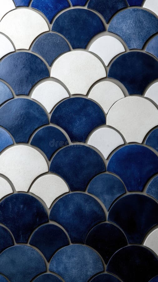 Elegant Circular Wave Patterns in Blue and White Tiles Create Stunning ...