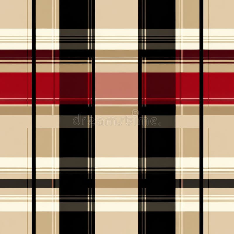 Elegant Classic Check Pattern Features Soft Beige, Black, and Red ...