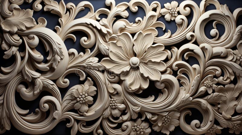 Elegant Classic Scrollwork Design with Muted Tones, Flat Texture, and ...
