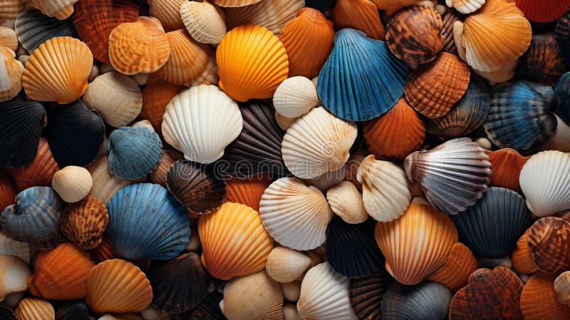 Elegant Classic Seashells Design with Muted Tones, Flat Texture ...