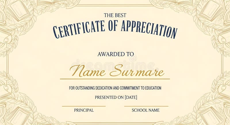 Elegant Certificate of Appreciation Template for Education Achievement Stock Illustration ...