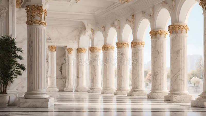 Elegant Classical Architecture with White Marble Columns and Historic ...