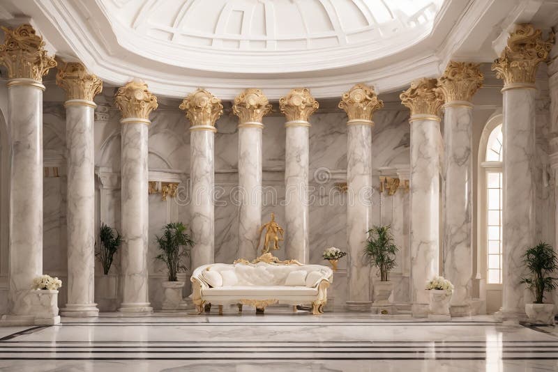 Elegant Classical Architecture with White Marble Columns and Historic ...