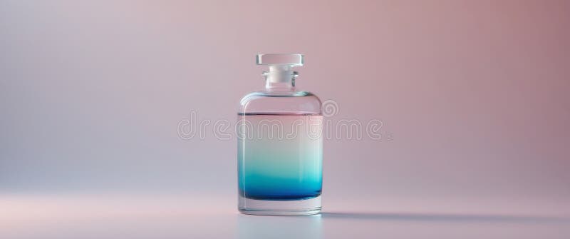 Elegant Clear Bottle with Gradient Liquid Effect on Pink Background ...