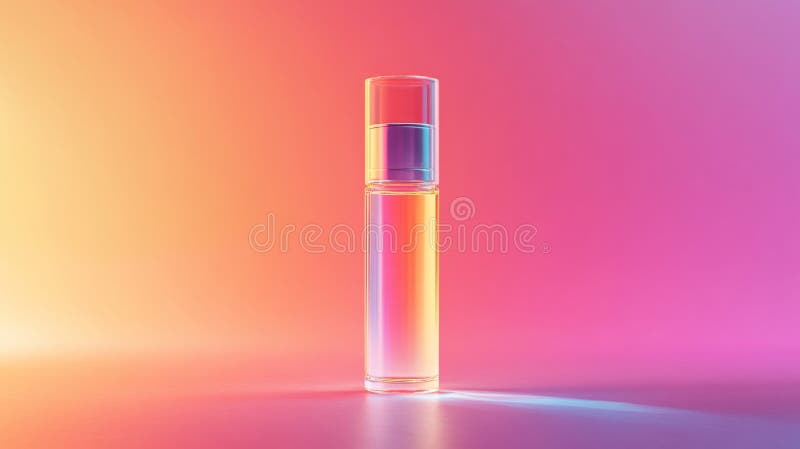 Elegant Clear Glass Bottle with Gradient Lighting on Pink and Orange ...