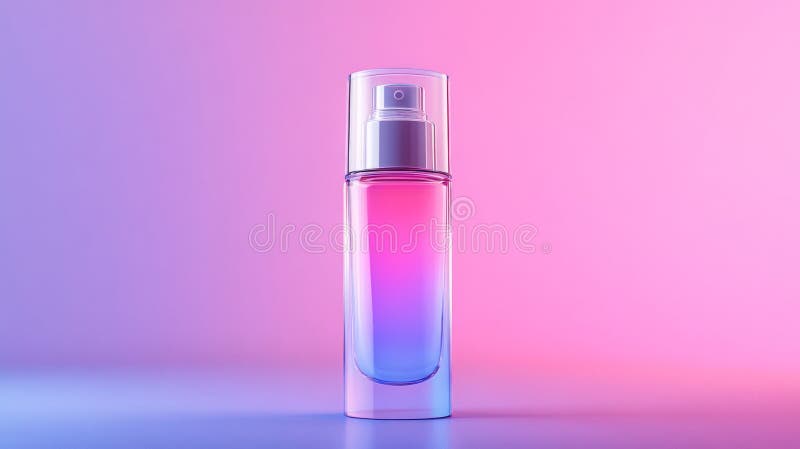 Elegant Clear Glass Cosmetic Bottle with a Gradient Color on a Clean ...