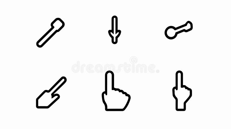 Elegant Click Here Icon Set in Line Style for Web Design Projects Stock ...