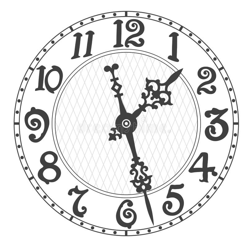 Elegant Clock Face and Clock Hands with Tick Marks Placed on a White ...