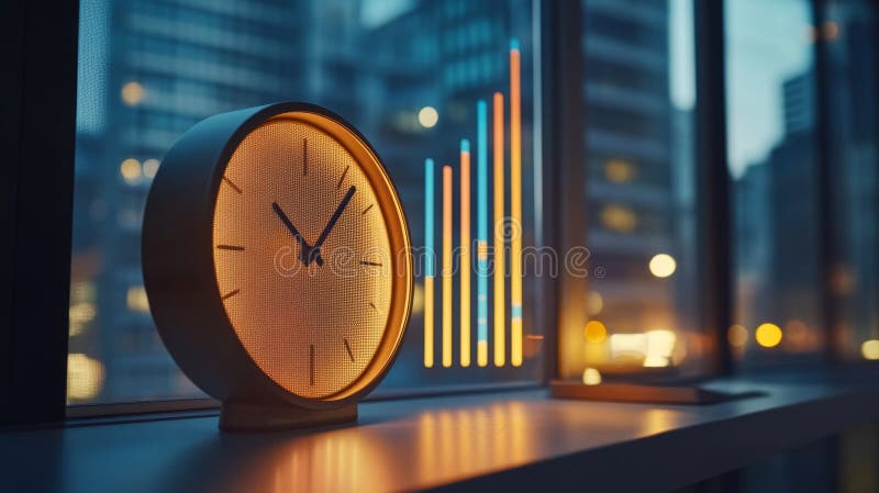 Elegant Clock Face Illuminated by Soft Light in Urban Setting Stock ...