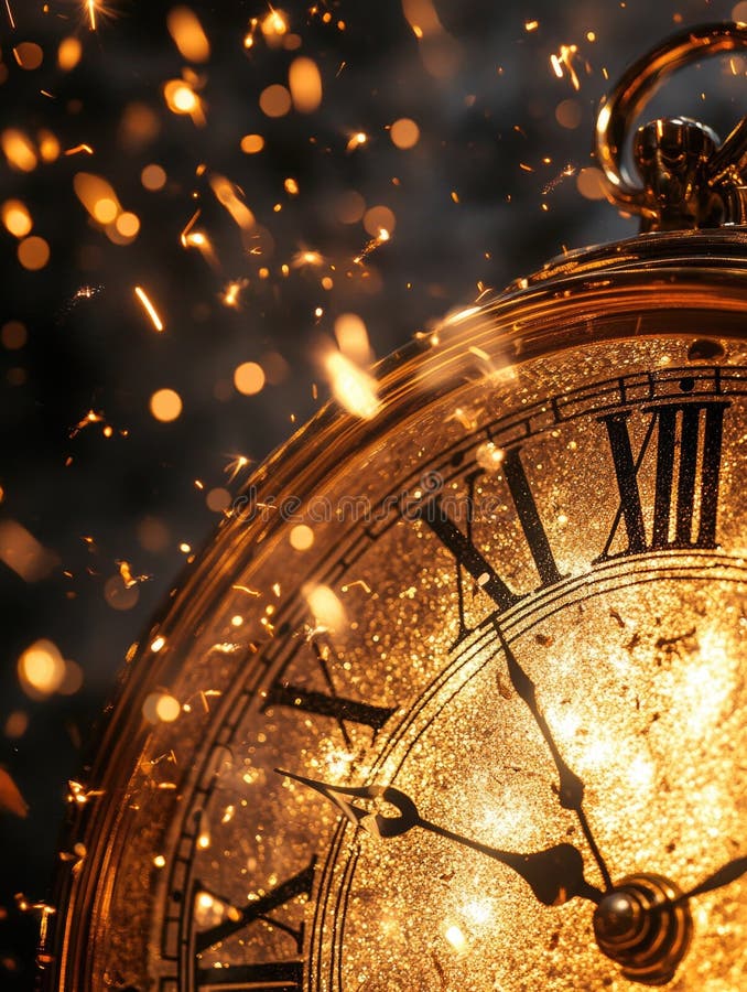 Elegant Clock with Glittering Sparks Stock Photo - Image of stillphoto ...
