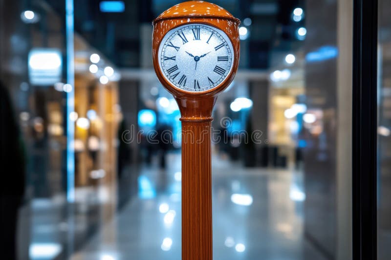 Elegant Clock with Roman Numerals in Modern Shopping Mall Stock Photo ...