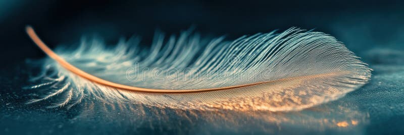 Elegant Close-up of a Delicate Feather on a Soft Blue Background Stock ...