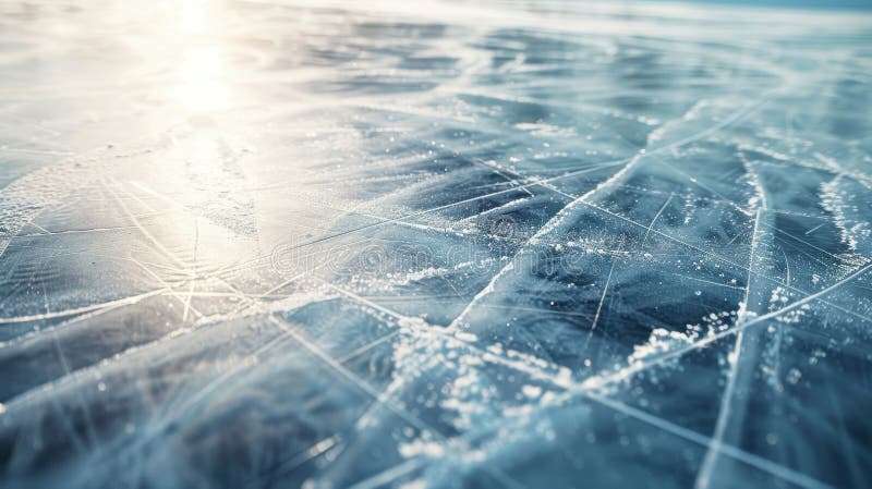 Elegant Close Up of Ice Skating Rink Texture with Intricate Patterns ...