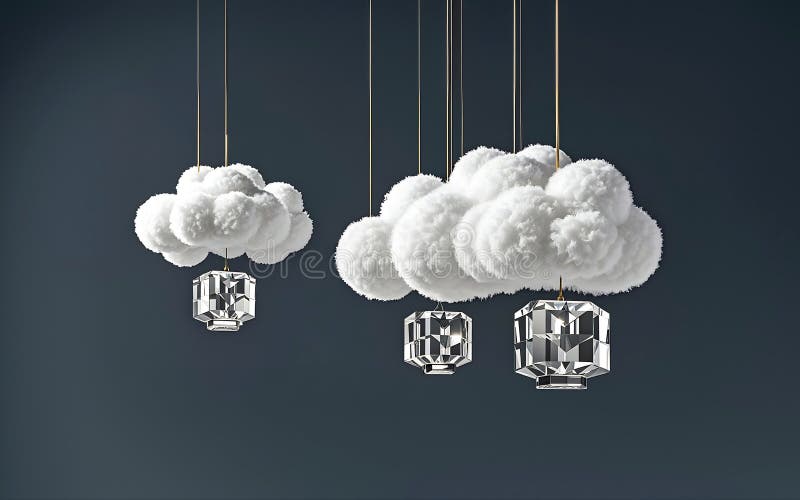 Elegant Cloud-Shaped Chandeliers with Crystal Cubes, Dreamy and ...