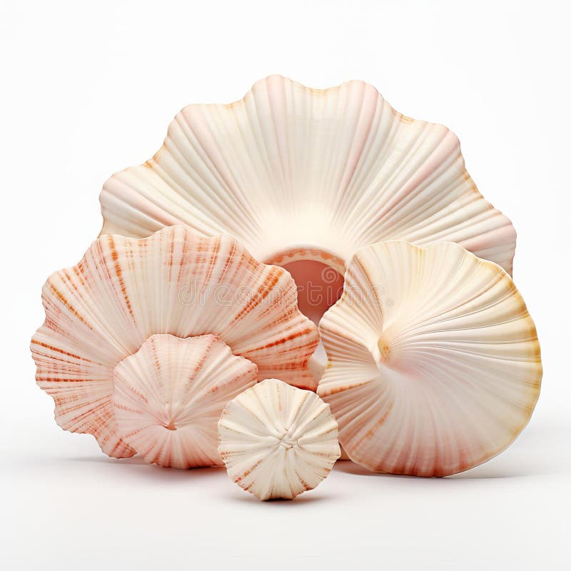 Elegant Cluster of Seashells on White Background Image Stock ...