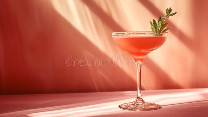 Elegant Cocktail with Frosted Rim and Mint Garnish on Warm Backdrop ...