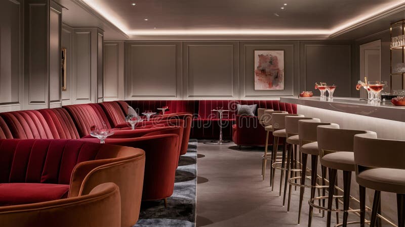 Chic Cocktail Lounge with Plush Seating and Ambient Lighting Stock ...
