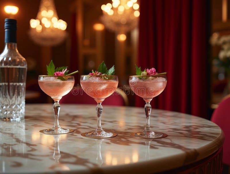 Elegant Cocktail Party Setting with Luxurious Crystal Glasses Stock ...