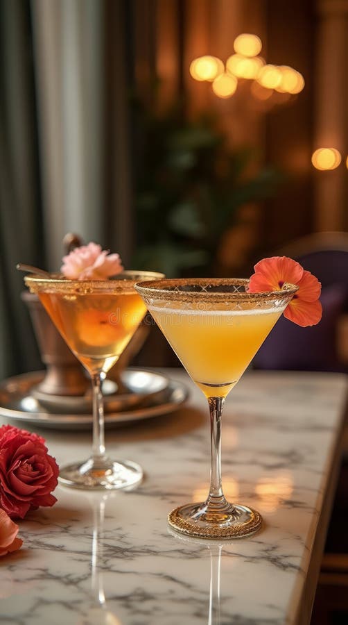 Elegant Cocktail Party Setting with Luxurious Crystal Glasses Stock ...