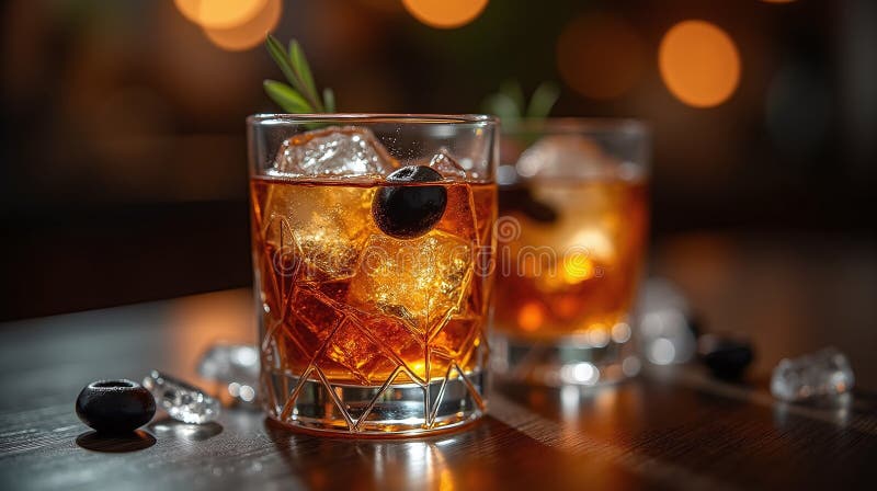 Elegant Cocktail Presentation, Dark Background, Vivid Colors Stock ...