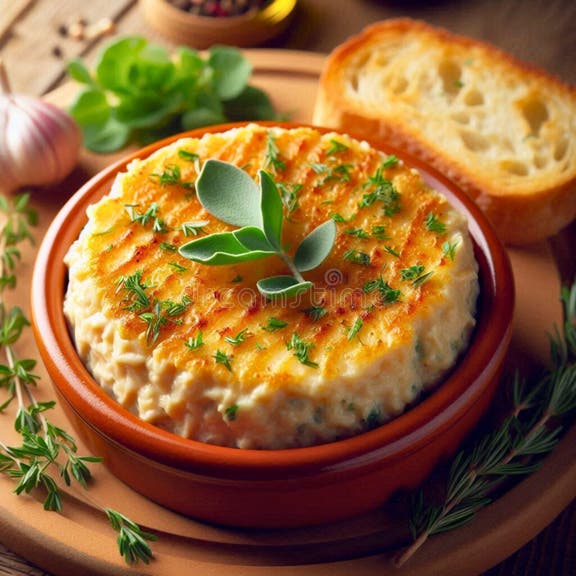 Elegant Cod Brandade in White Ceramic Cocotte Stock Illustration ...