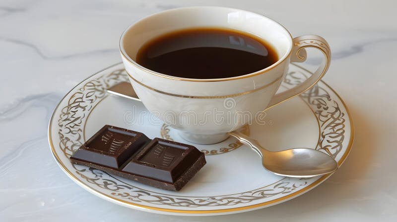Elegant Coffee and Chocolate Still Life Photo Stock Illustration ...