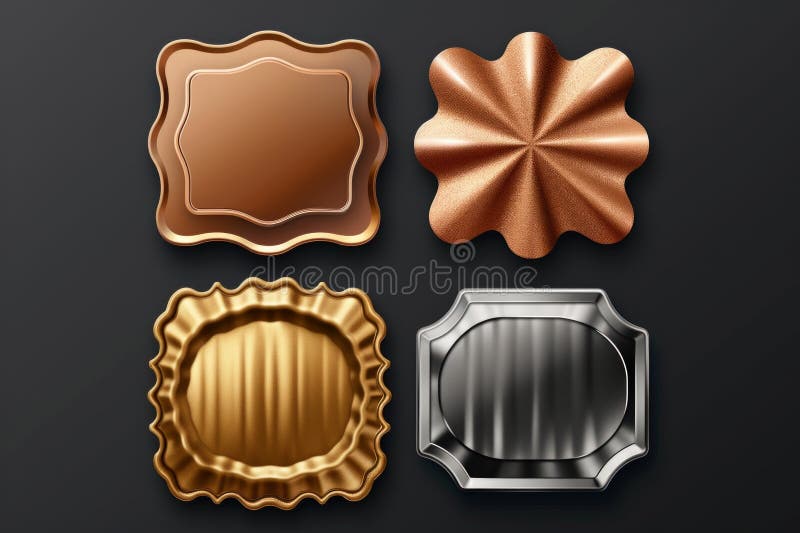 Elegant Collection of Metallic Seals on Dark Background Stock Image ...