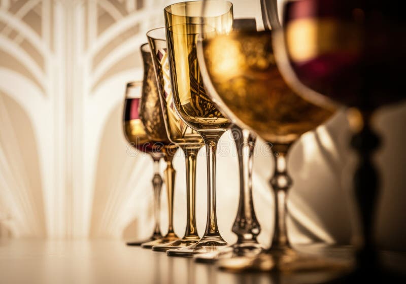 Elegant Collection Vintage Glassware Displayed Table Stock Photos ...