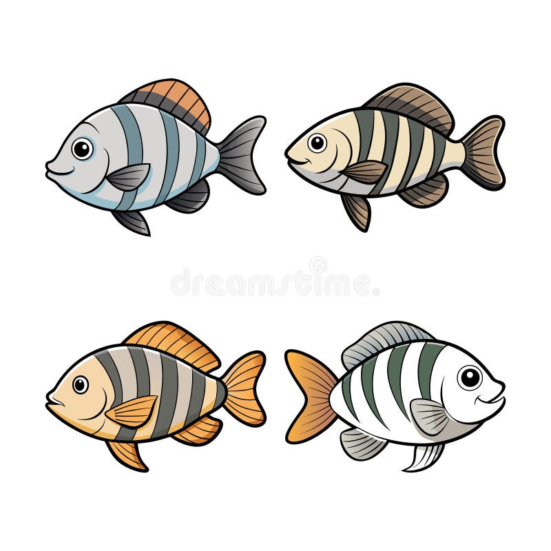 Elegant Zebra Tilapia Fish Color Design Stock Vector - Illustration of ...