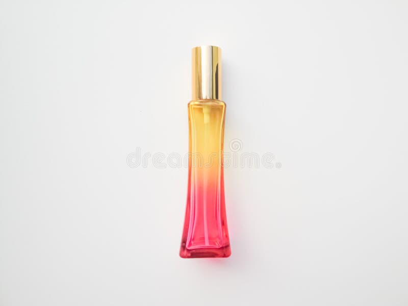Elegant Colored Pink with Yellow Rectangular Perfume Bottle. Cosmetic ...