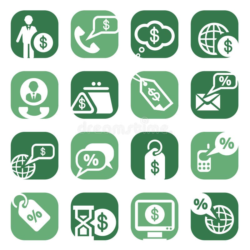 Finance Web Icons Set 2, Green Grey Solid Icons Stock Vector ...